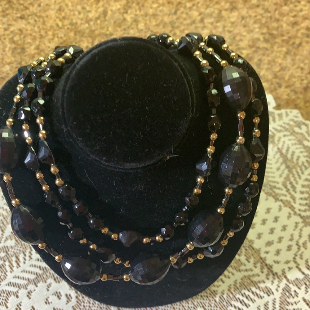 60 Inch Antique Jet Bead Necklace - Gem